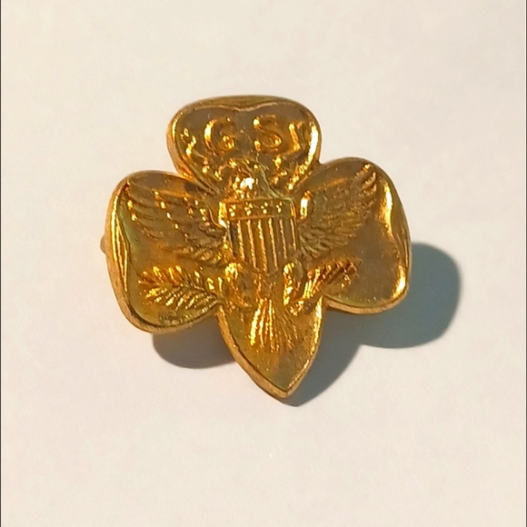 Other | Rare Vintage 194s Gold Girl Scout Pin Stamped Collectable Eagle ...
